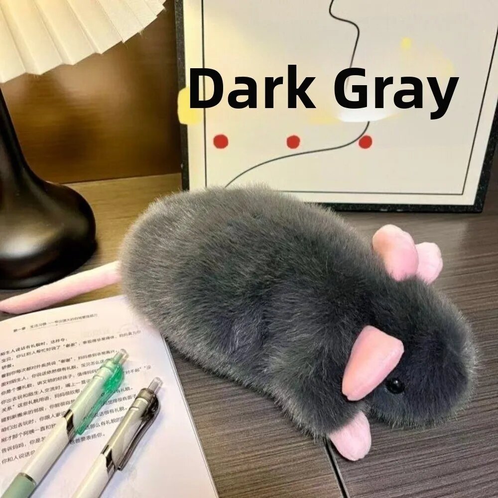 Плюшевый пенал крыса 20 см Серый, Dark Grey