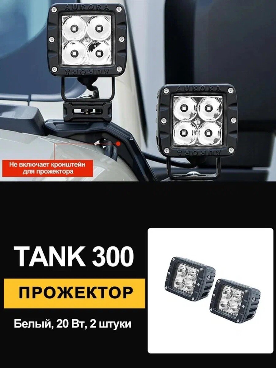 Защита внешних частей автомобиля на фары, белая, композитный материал, Tank300-HCZJ