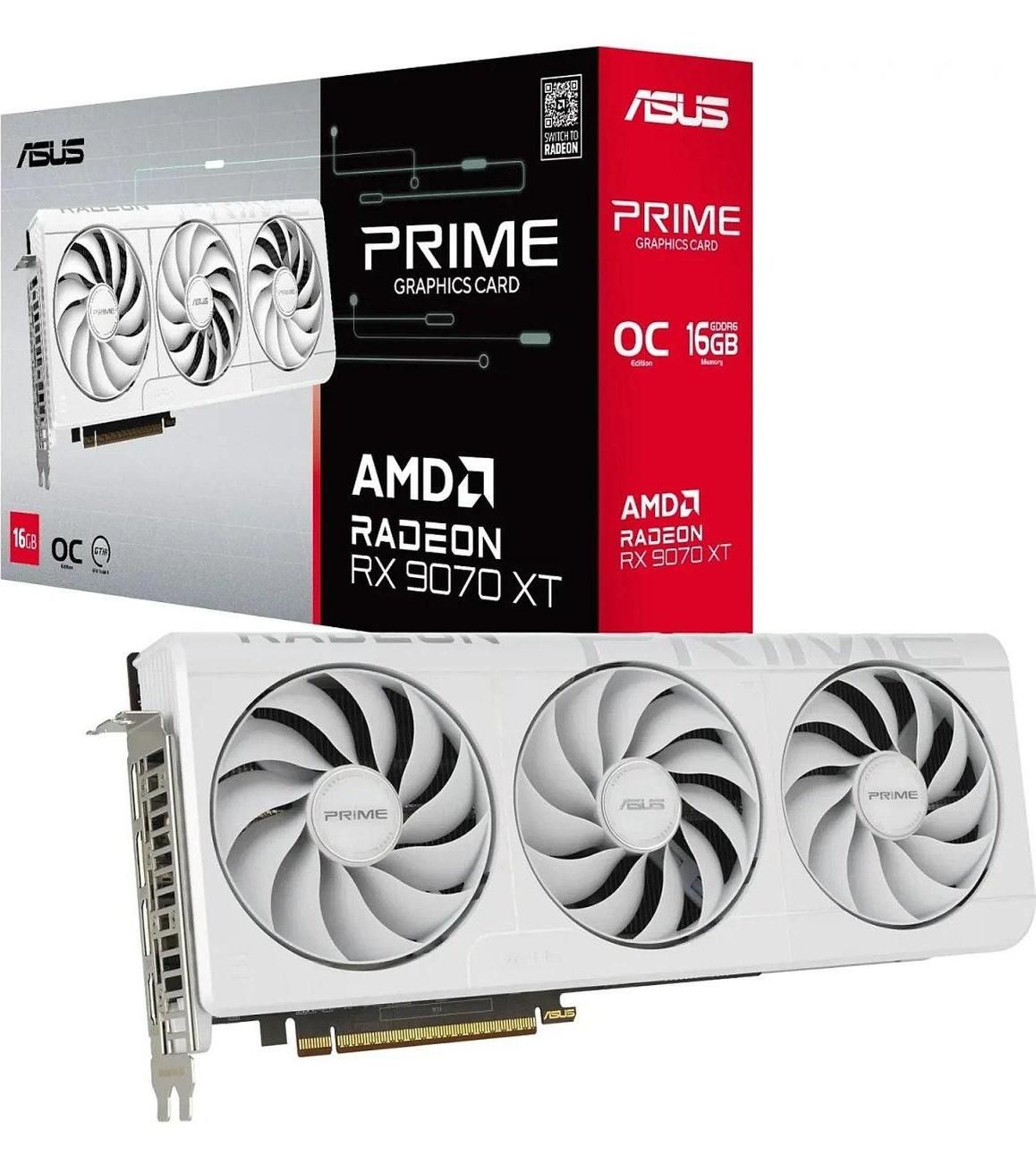 Видеокарта ASUS RX 9070 XT PRIME WHITE OC 16GB