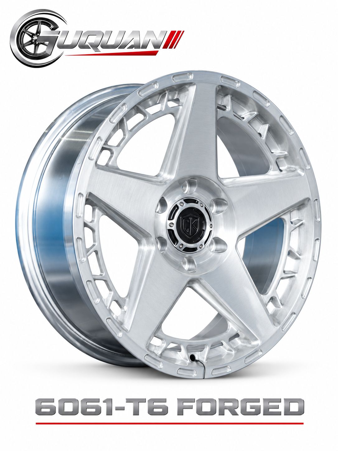Кованый колесный диск CK 3214E2090-4 R20 9J ET15 6x139.7, брашированные спицы, обод с механической обработкой