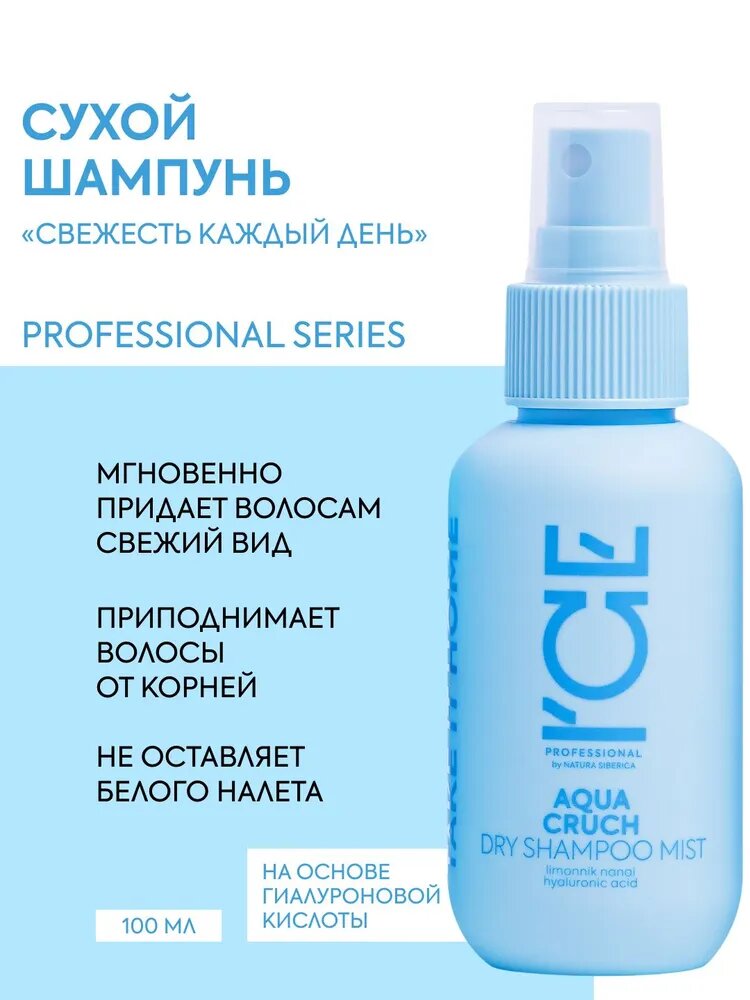 ICE by Natura Siberica Жидкий сухой шампунь для темных и светлых волос профессиональный 100 мл