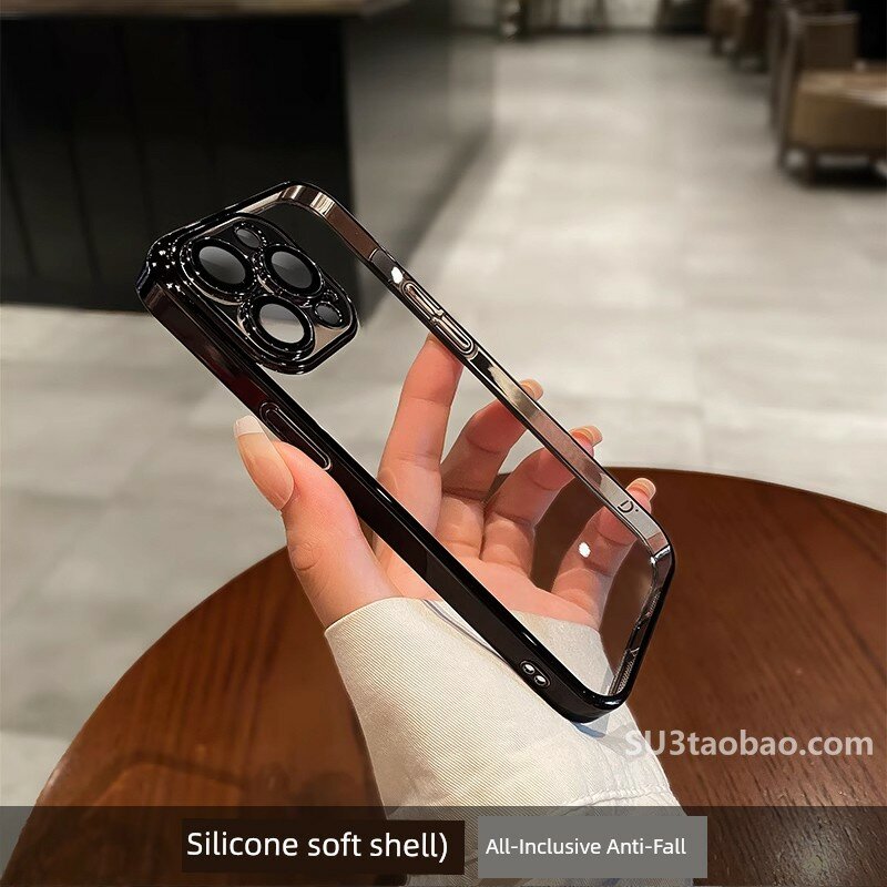 Чехол для Huawei Mate 40 Pro из мягкого пластика с черным краем, прозрачный, полная защита
