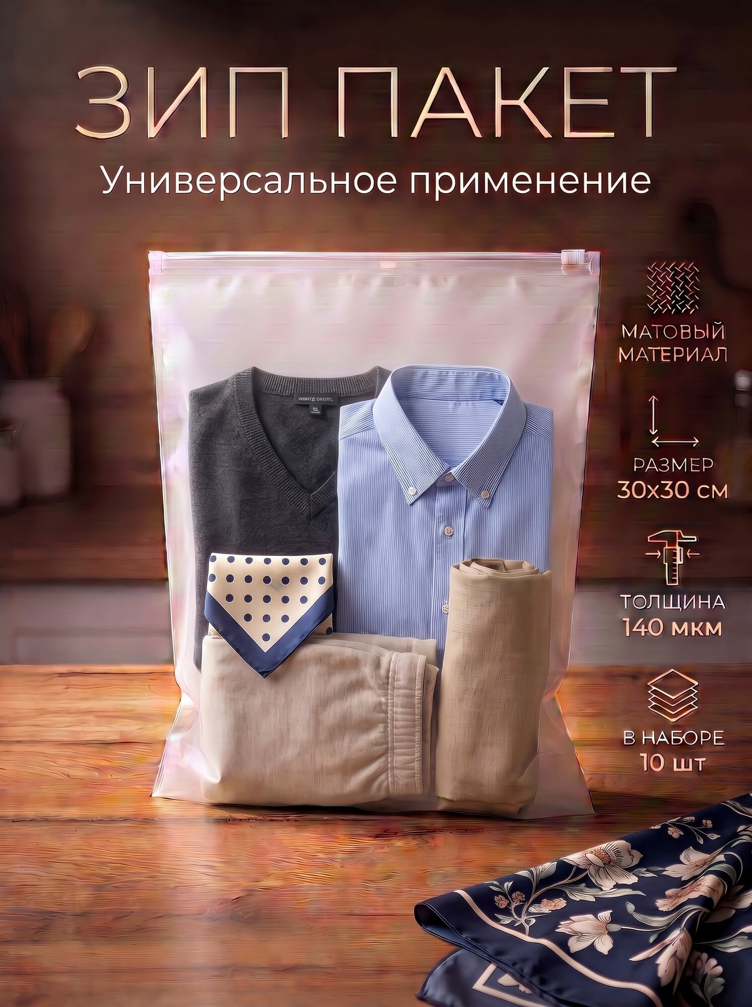 Zip пакеты с бегунком 30x30 10шт