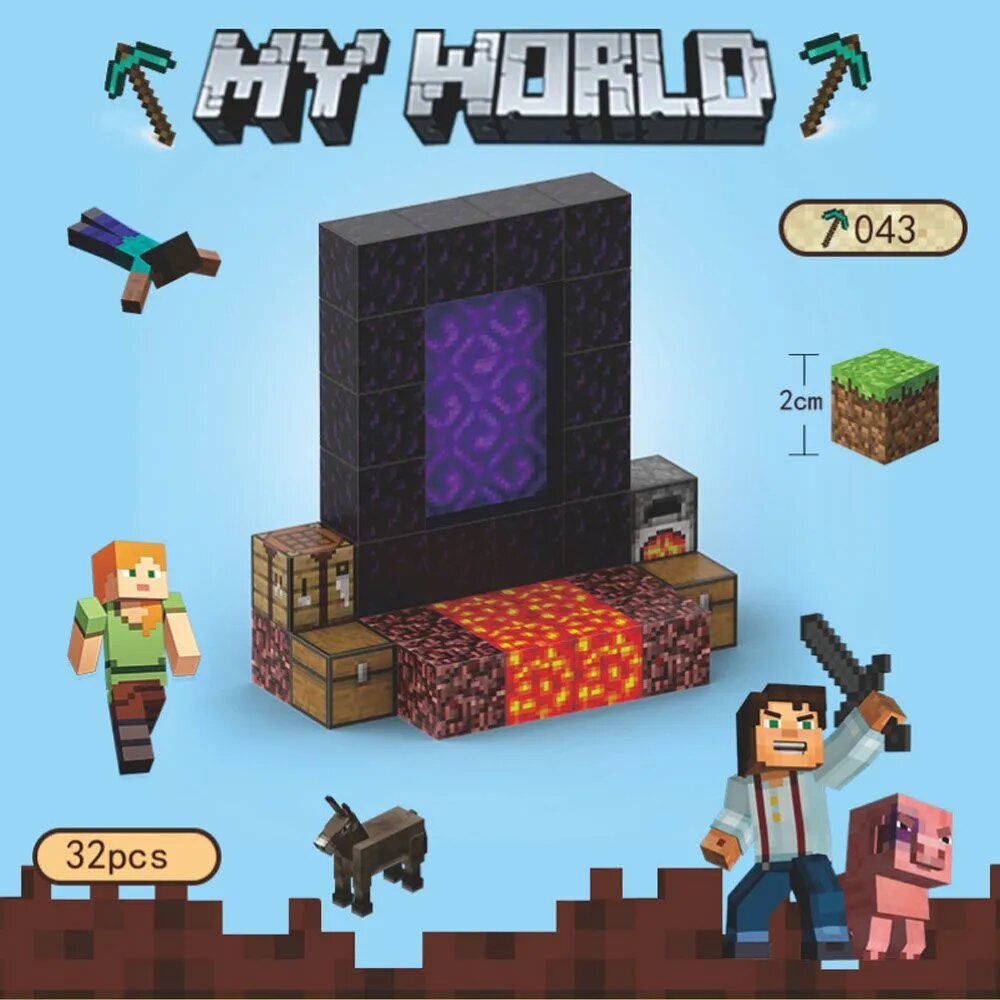 Магнитный Конструктор Майнкрафт набор детали фигурок Игрушка Minecraft My World , Комплект из магнитных блоков