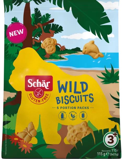 Безглютеновое печенье детское 3+ Schar Wild Biscuits 3 шт x 115г
