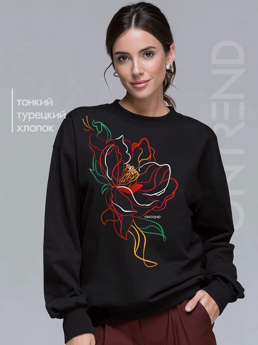 Джемпер Цветок на черном, 1 шт.