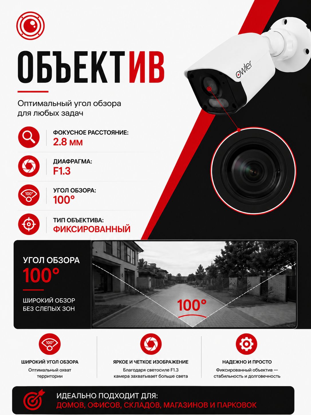 IP-камера цветная уличная 3МП Owler i330W ColorPro (POE, микрофон, цветная ночная съемка)