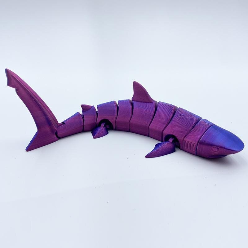 3D-печатная акула с красно-голубым окрасом для аквариума, 22 см длиной, реалистичная морская модель
