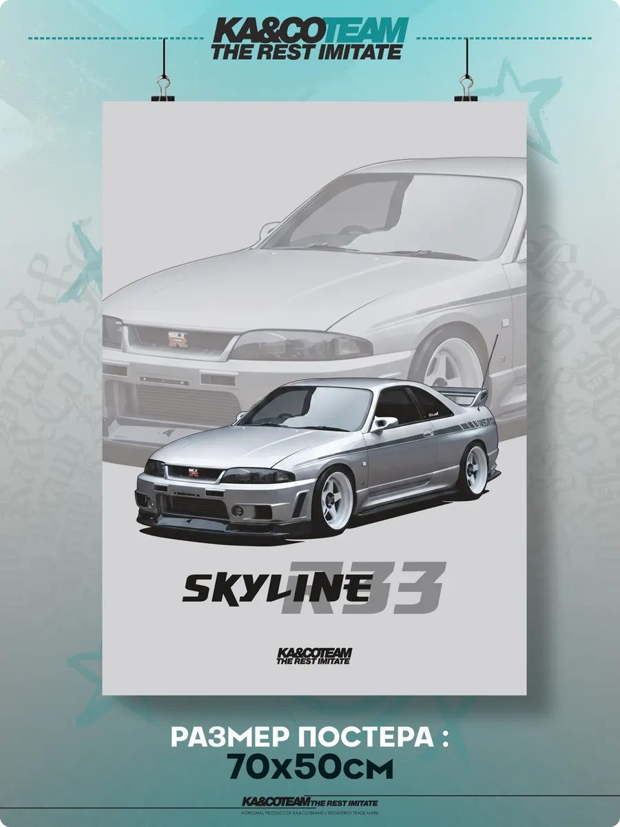 Постер на стену Nissan Skyline GT-R R33 плакат