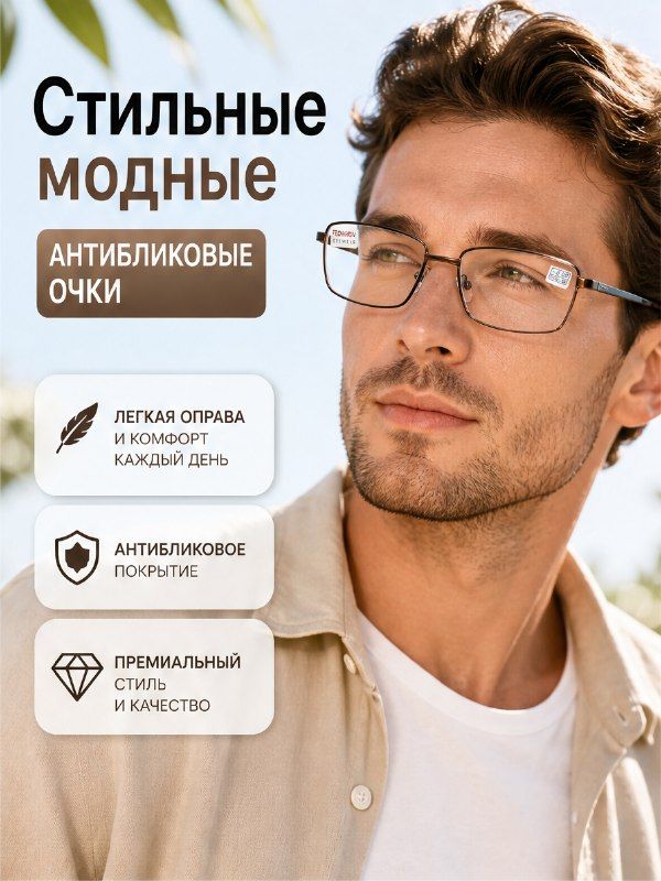 Стильные очки -6.00 PD 66-68 Антиблик с футляром