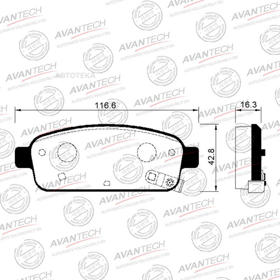 Колодки тормозные дисковые Avantech задние (противоскрипная пластина в компл.) AVANTECH AV129