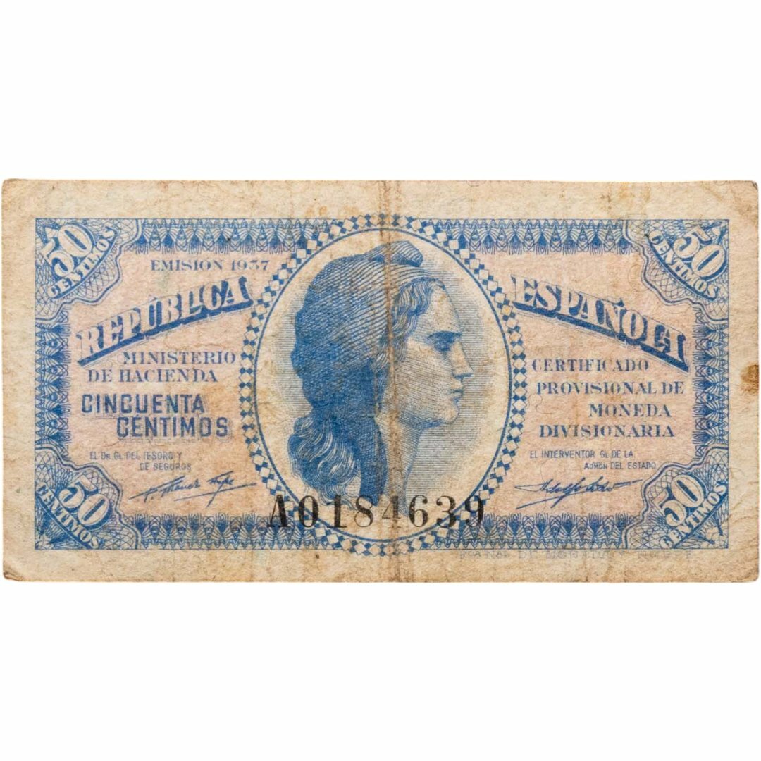 Испания 50 сантимов 1937 года Pick 93