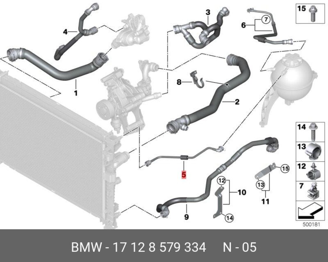 Труба Радиатор Ож-Расширительный Бачок (BMW 17128579334)