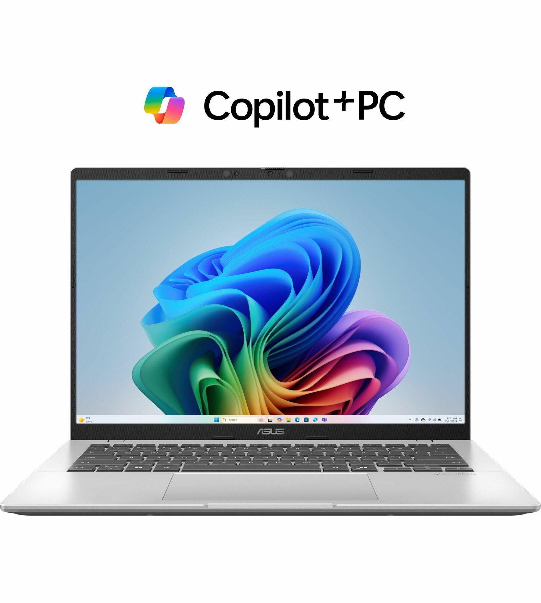 Ноутбук ASUS Vivobook 14 X1407QA-LY099W 14" (1920x1200) IPS, Qualcomm Snapdragon X, 16GB LPDDR5X, 1TB SSD, Qualcomm Adreno, Win11, silver (90NB1603-M007F0)
