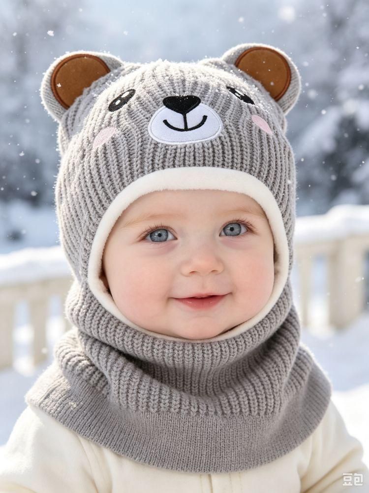 Шапка Базовая коллекция для детей, размер Возраст：1-3лет, серый — фото 1