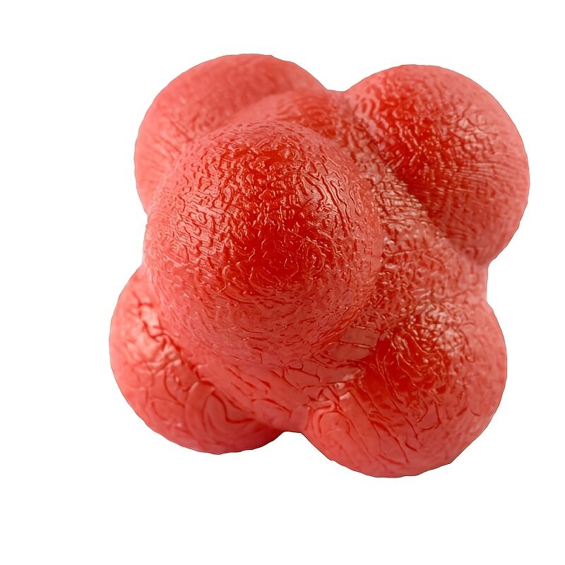 Мяч для тренировки реакции и ловкости 6-гранный с цветными гранями и нескользящей поверхностью, красный