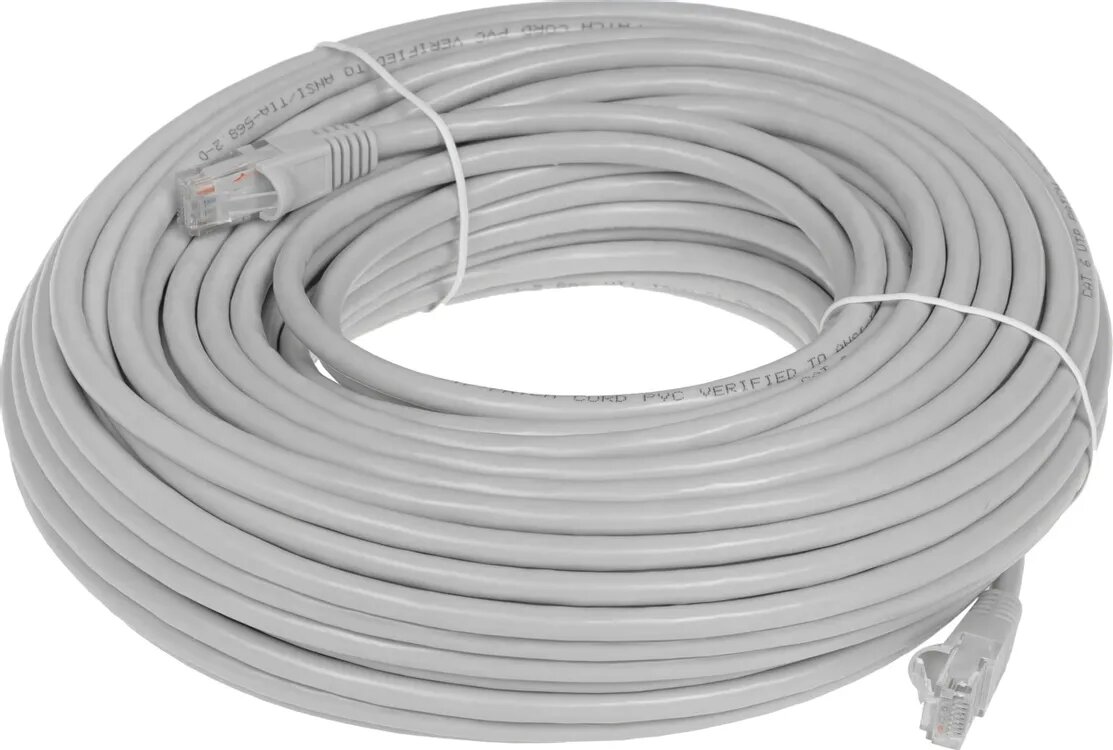 Патч-корд Buro UTP-6-30M-G литой (molded), UTP, кат.6, 30м, 4 пары, 24AWG, алюминий омедненный, многожильный, серый