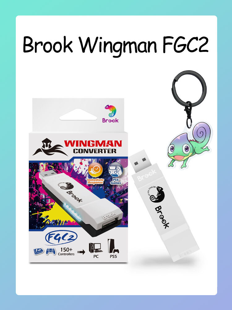 Конвертер Brook Wingman FGC2 с брелоком-адаптером аркадного джойстика для PS5 и ПК, поддерживает все игры для PS5.