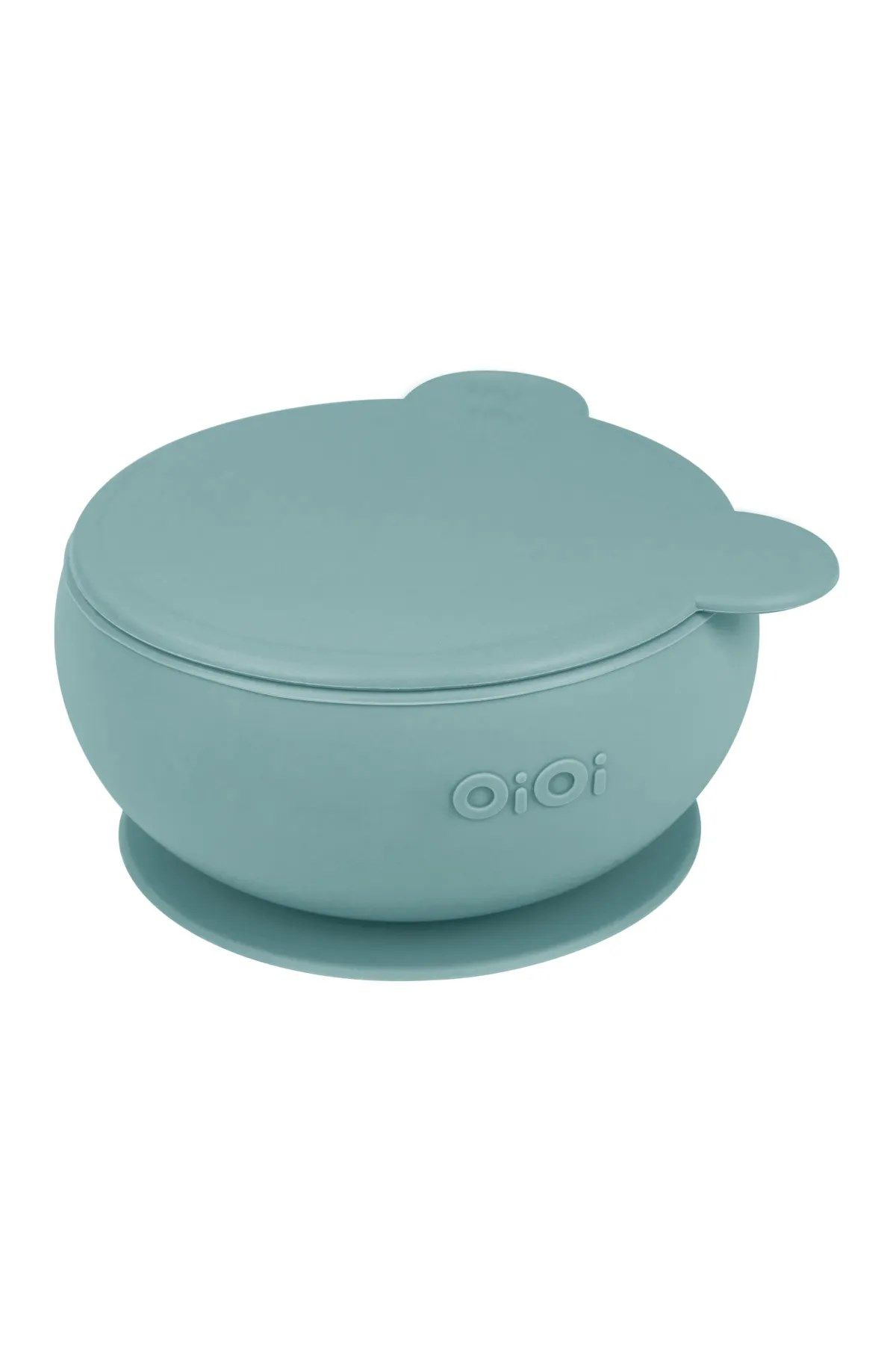 OiOi Lidded Silicone Suction Bowl Aqua Green / OiOi Силиконовая миска с крышкой и вакуумным основанием Aqua Green