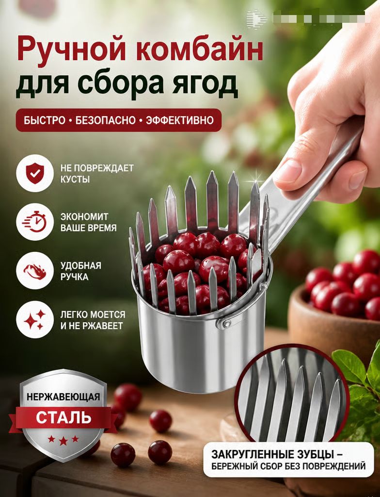 Плодосборник 29 см x 9 см x 13 см 1 шт нержавеющая сталь