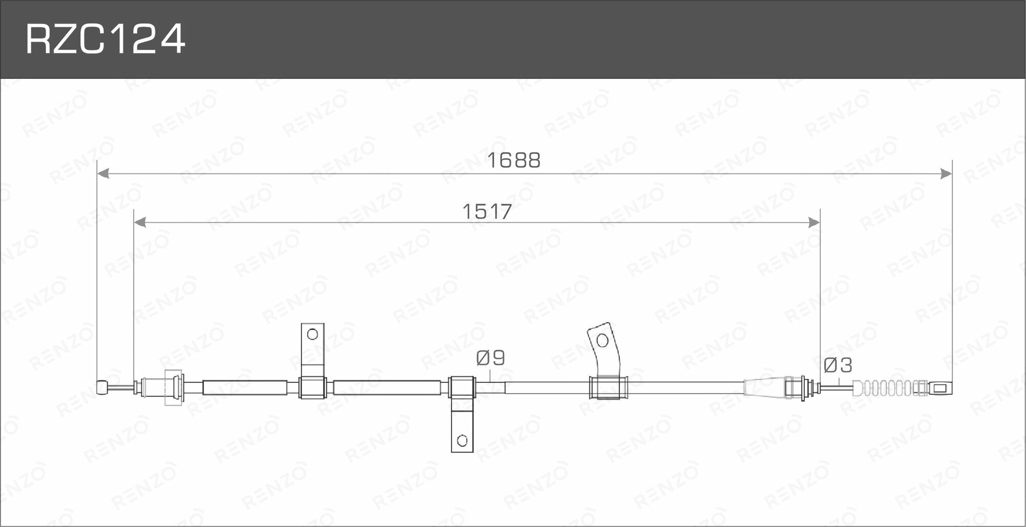 Трос стояночного тормоза, для Хонда Цивик 6 1995-2001, Хендай Элантра 3 2000-2006, 4 2005-2023, 5 2011-2016, КИА Сид 2007-2012 арт RZC124