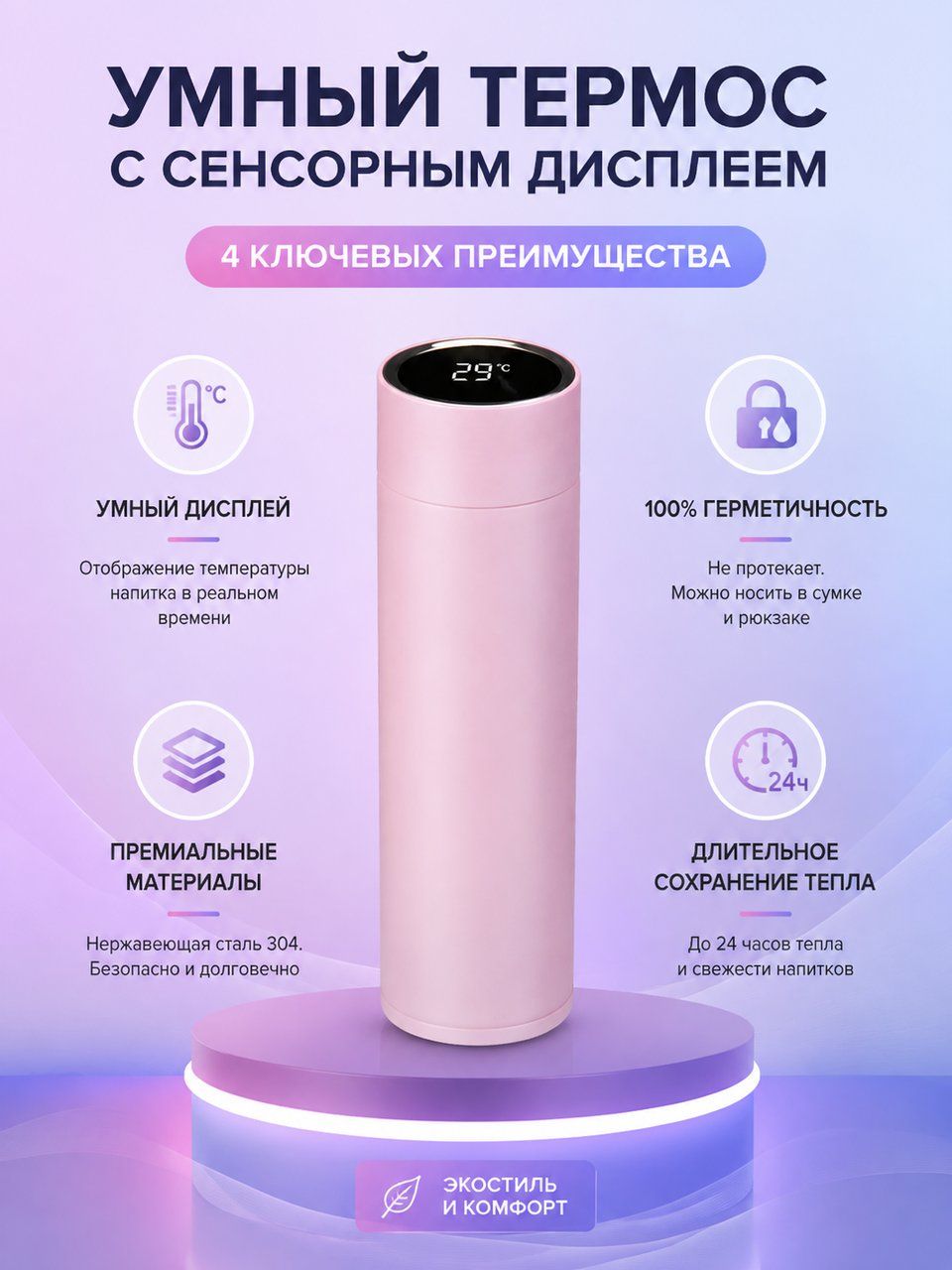 Термокружка, белый — фото 1