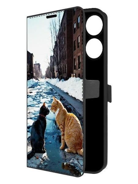 Чехол для смартфона, телефона Krutoff Eco Book для Realme Note 60X Мартовские коты