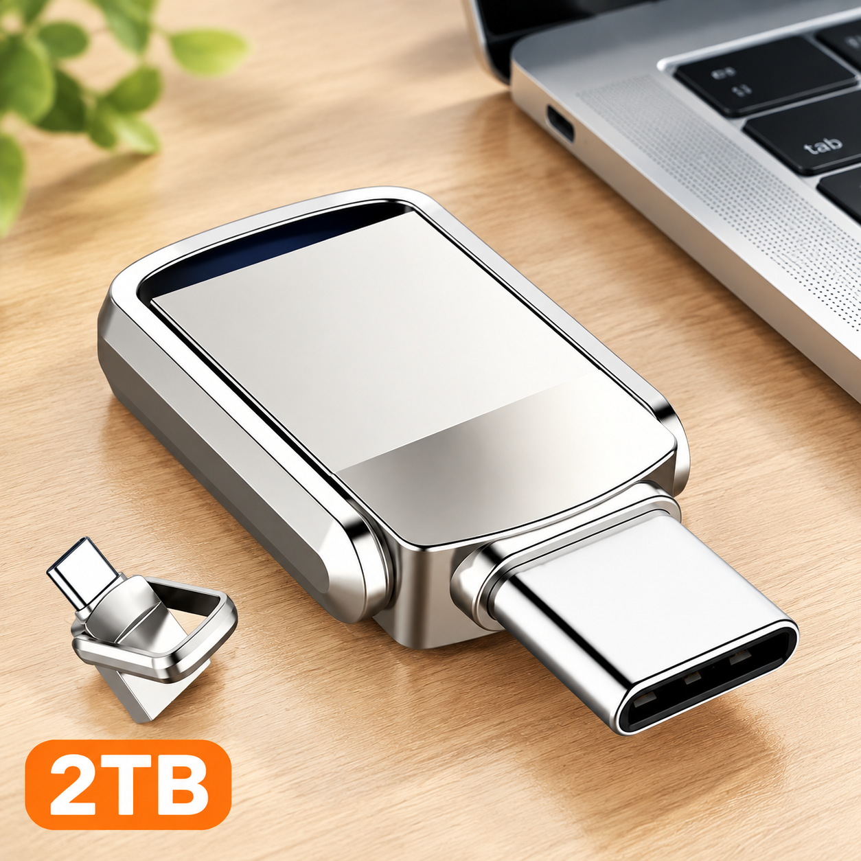 USB-накопитель Type-C 2ТБ, OTG (Цвет товара: серебристый)