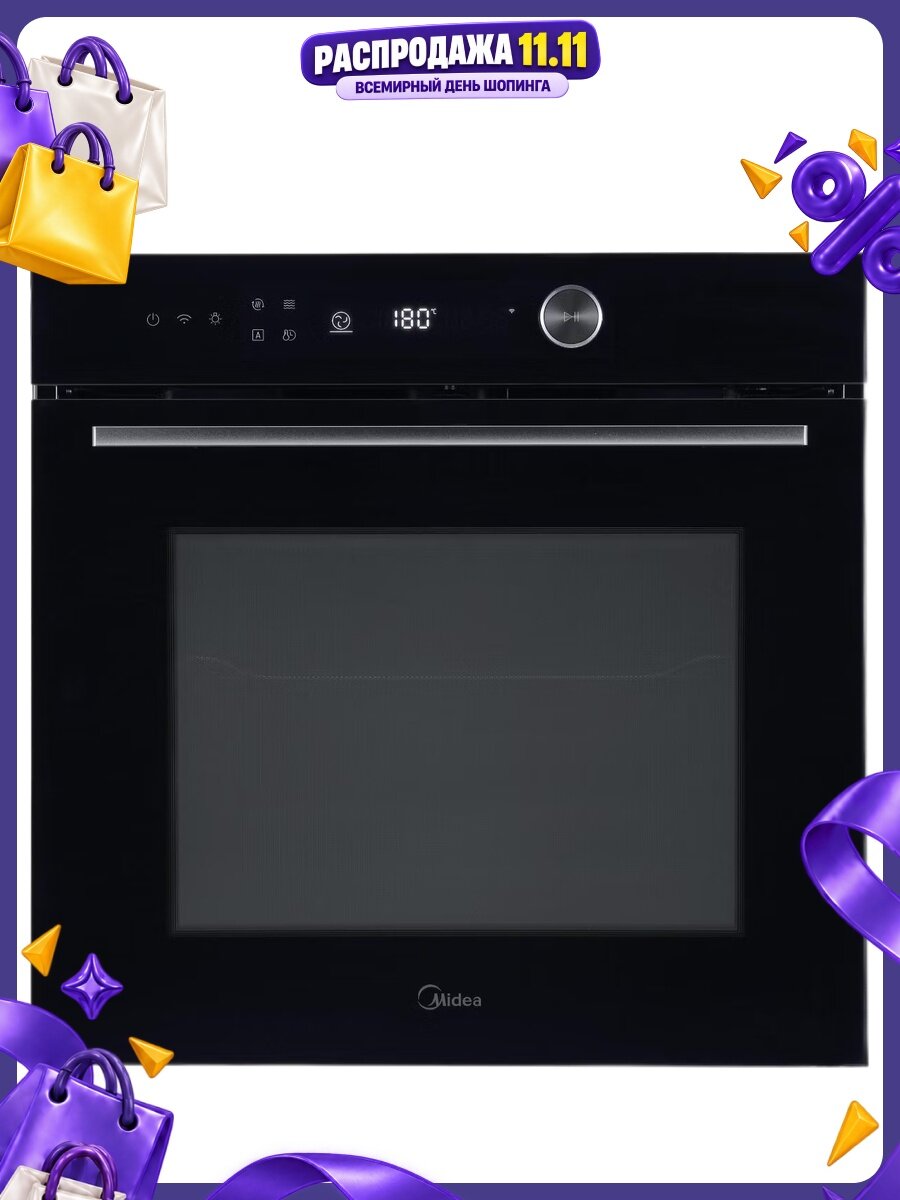 Встраиваемый духовой шкаф Midea MO817100MGB, 72 л, черный