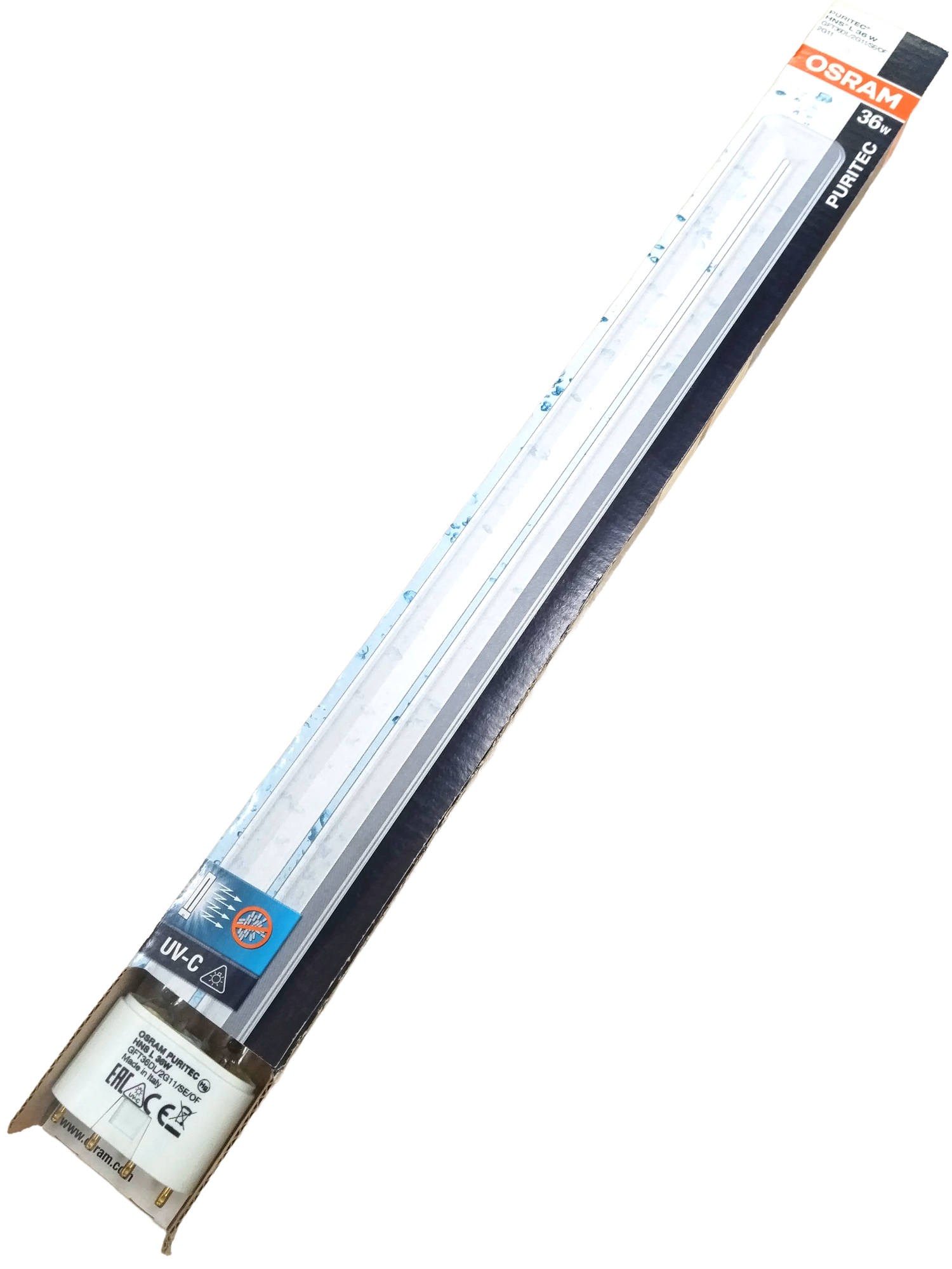 Лампа бактерицидная Osram HNS L 36W 2G11 d40х408 мм, UVC ультрафиолетовая без озона
