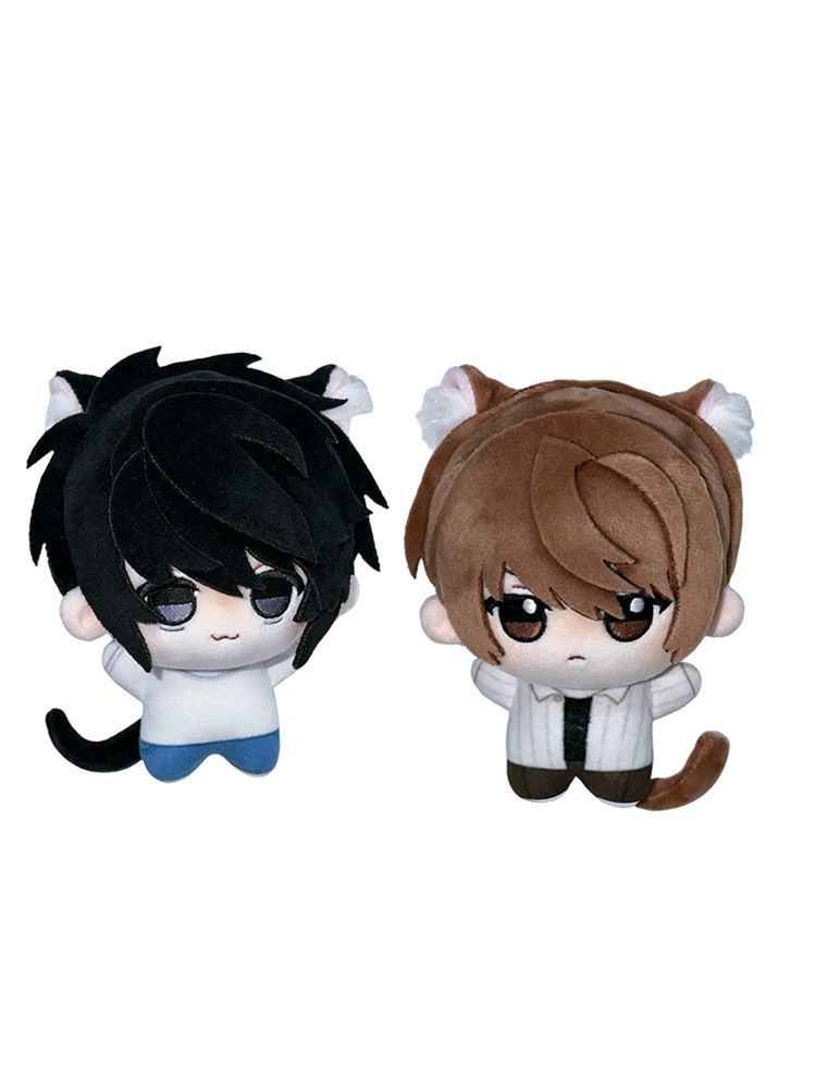 Мягкая игрушка Тетрадь Смерти Эл Лоулайт, Лайт Ягами/Фигурка Death Note L Lawliet Plush Toy 10CM, Cute Q version cat ears Yagami Light figure, Аксессуары для рюкзаков, брелки, детские игрушки 2 шт.