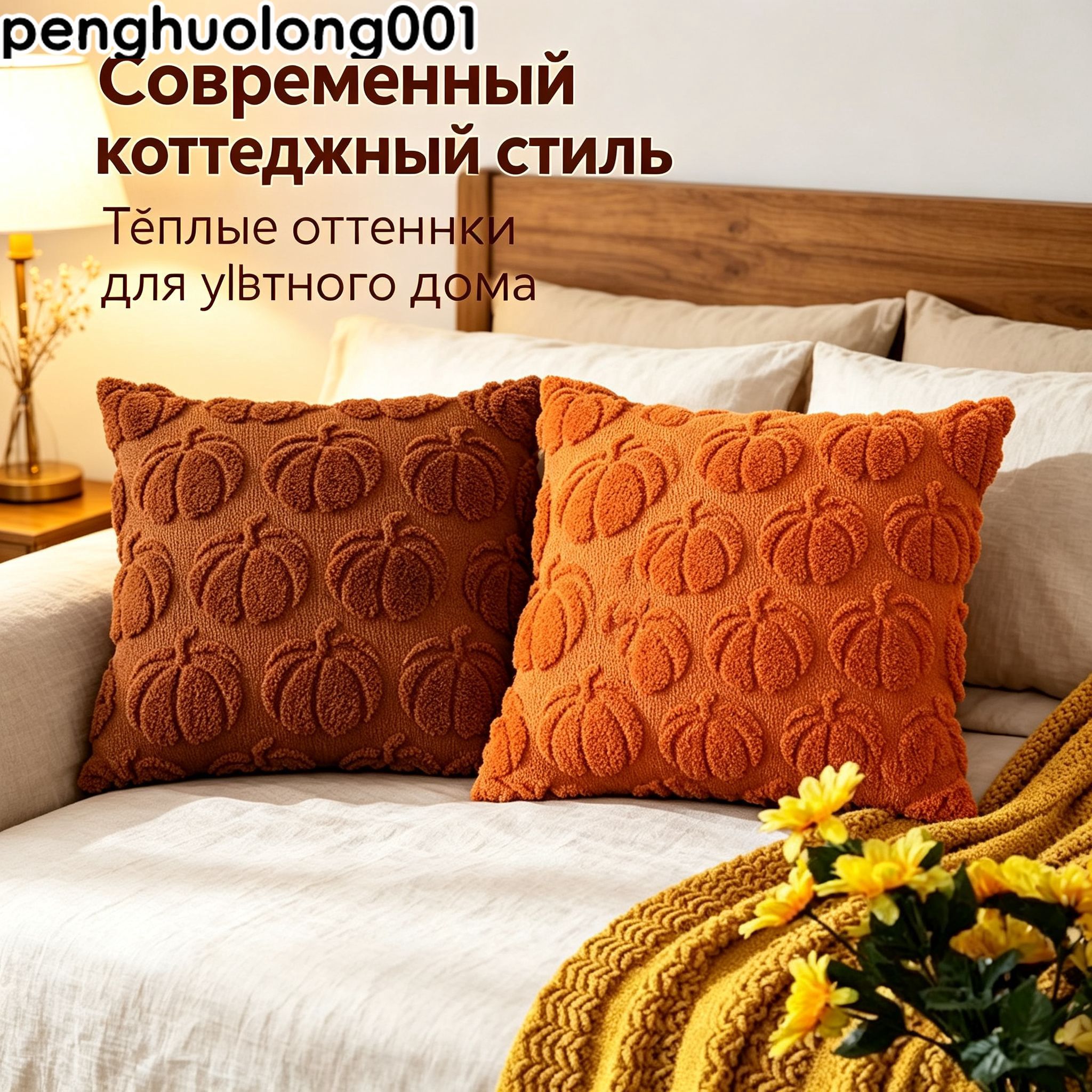 Набор из 2 хаки/светло-серых наволочек 45×45 см, на молнии, без отделки, 260 г, 2 шт