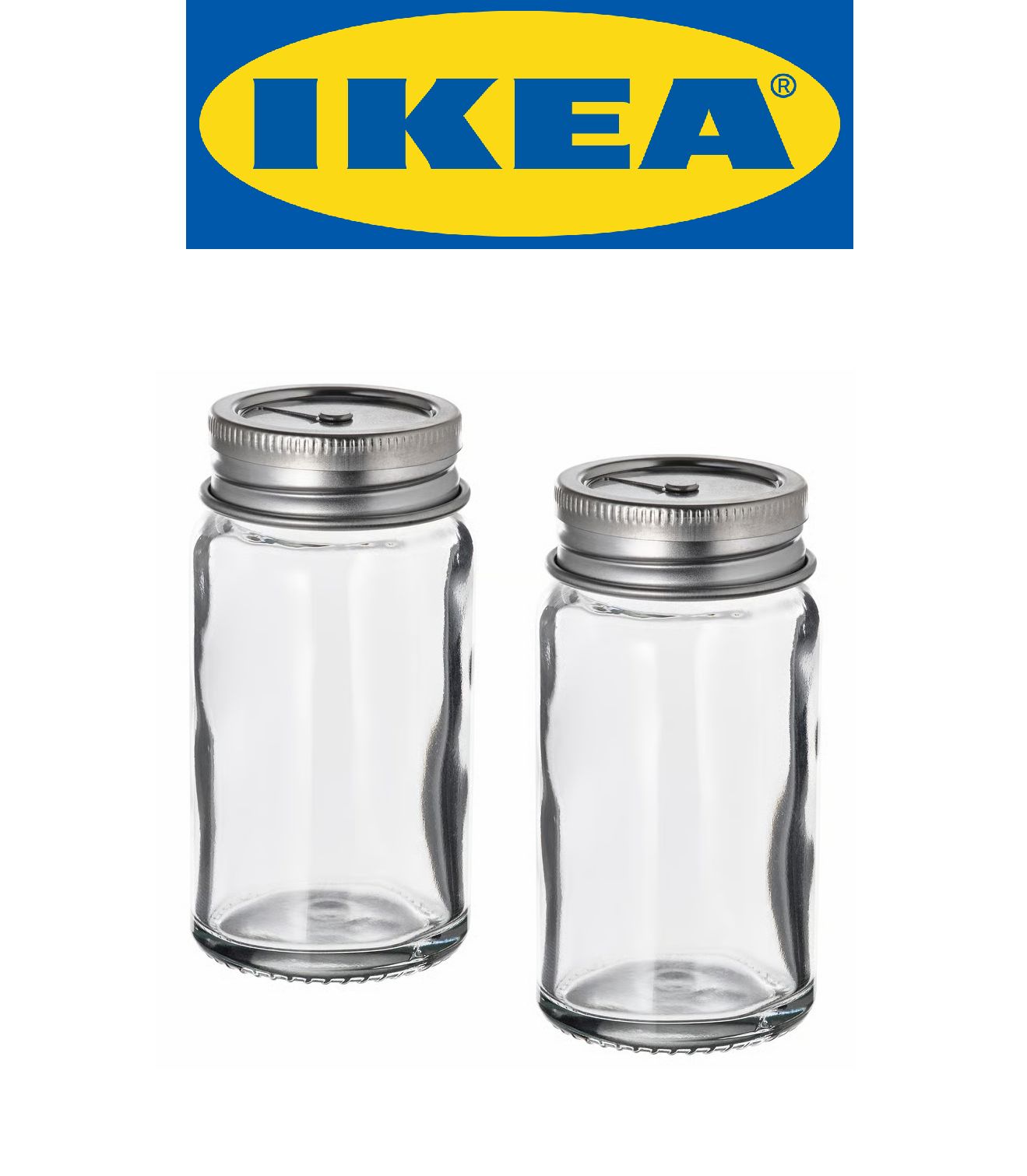 Солонка и перечница IKEA CITRONHAJ икеа цитронхаж, набор для специй, 2 шт, 60 мл, стекло/нержавеющая сталь