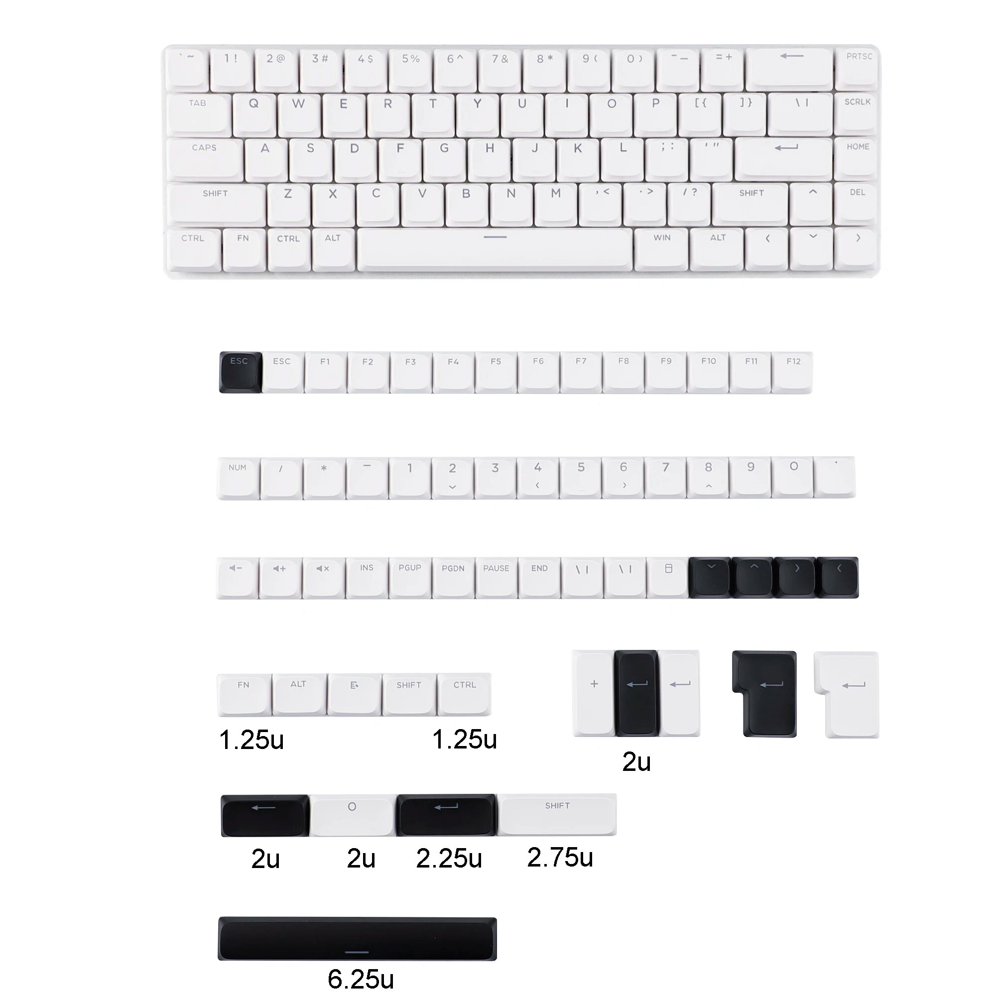 YMDK 127 колпачков клавиш для клавиатуры White