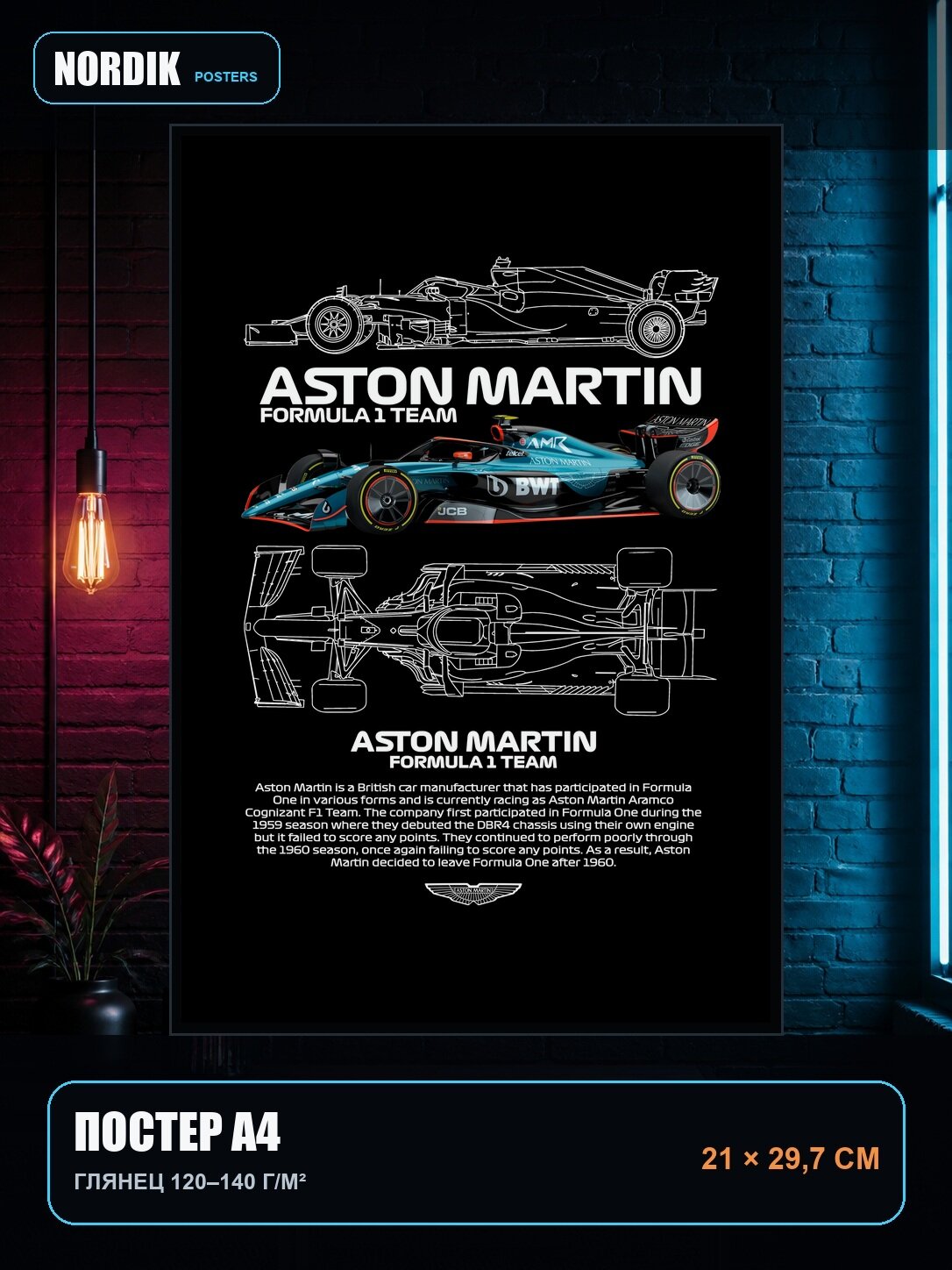 Постер Формула 1 болид Aston Martin A4