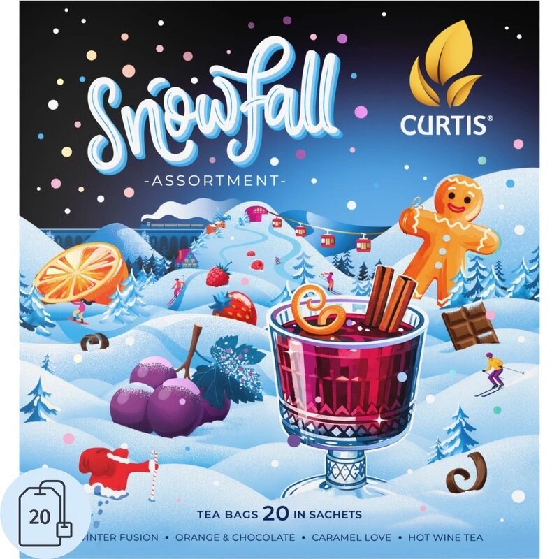 Чай в пакетиках Подарочный набор ассорти 4 вкуса Snowfall Assortment, 20 шт
