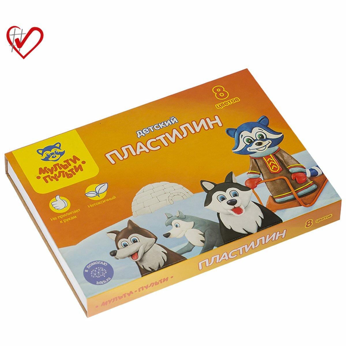 Пластилин 8 цветов Мульти-Пульти "Енот на Аляске", 120г со стеком (ДП_10233)