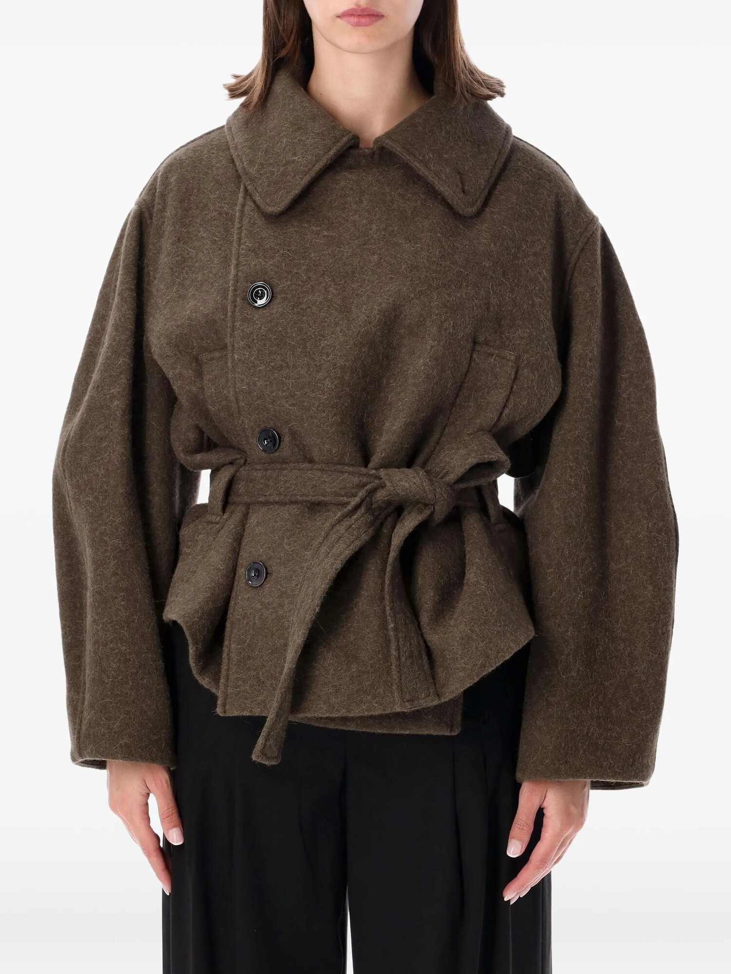 Пальто Short Wrap coat in felted wool and alpaca blend