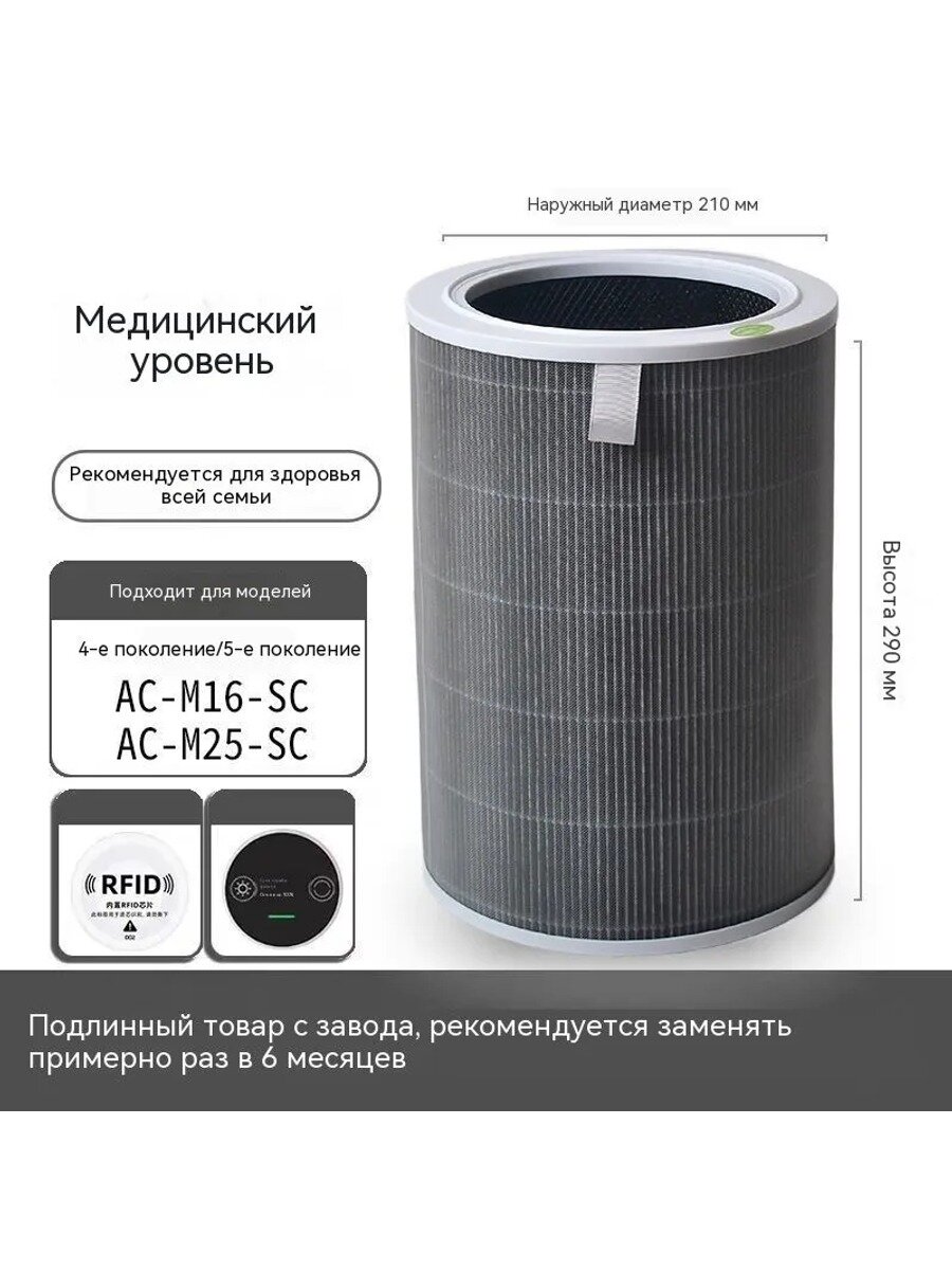 Фильтр для очистителя воздуха Xiaomi AC-M16-SC/AC-M25-SC, 4/5 поколение, нера + уголь