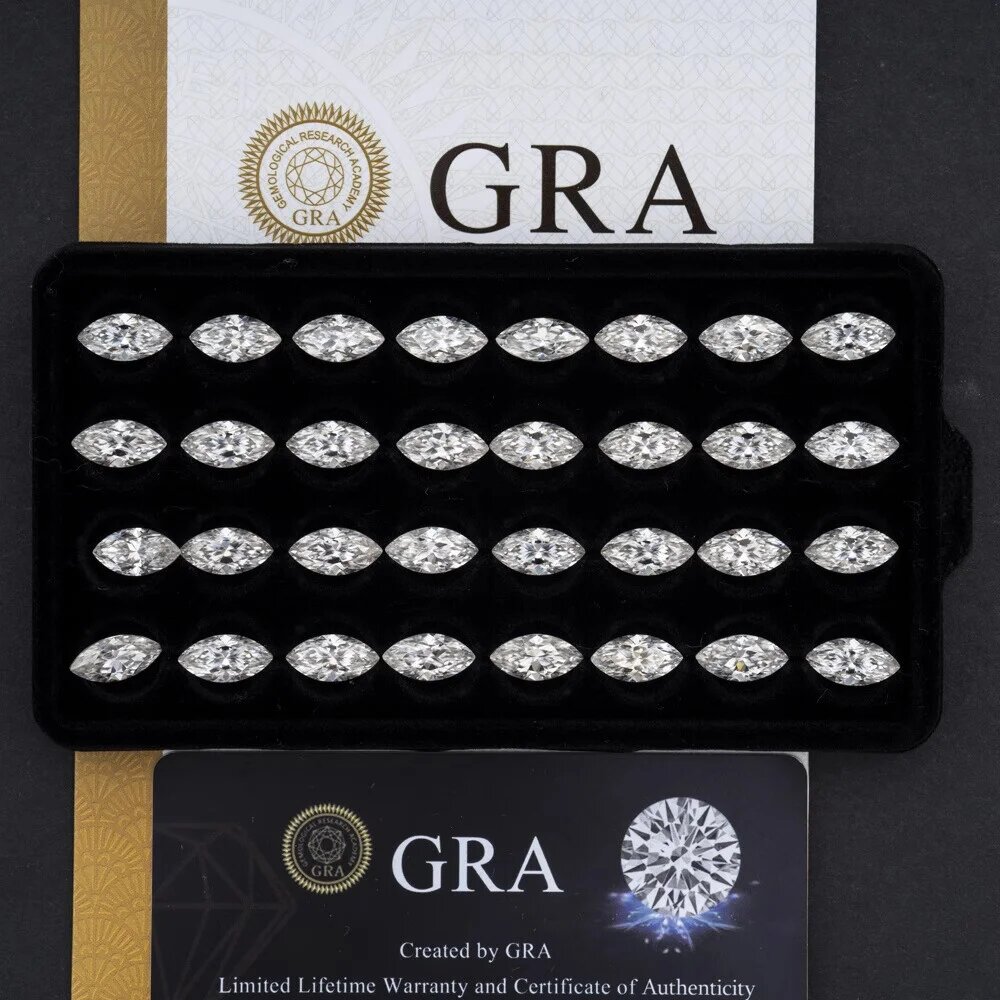 Муассанит RUIXUNGEM маркиза 0.1ct-3ct белый D цвет 7x14mm 3ct GRA