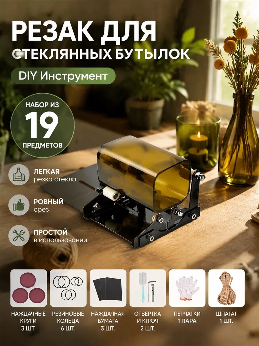 Резак для стеклянных бутылок,3 раунда