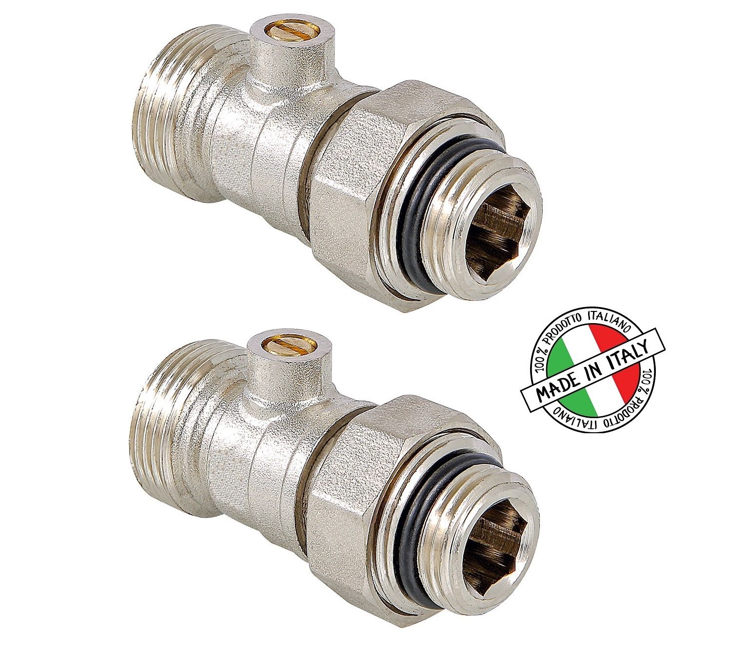 Кран для нижнего подключения радиатора прямой 1/2" х 3/4 EK ITALY VT.345R. N.05 (пара)