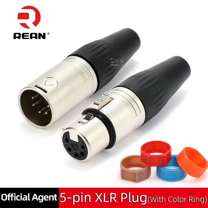 XLR разъем REAN 5-контактный Yinfonic 5 Pin Female Plug, White Ring