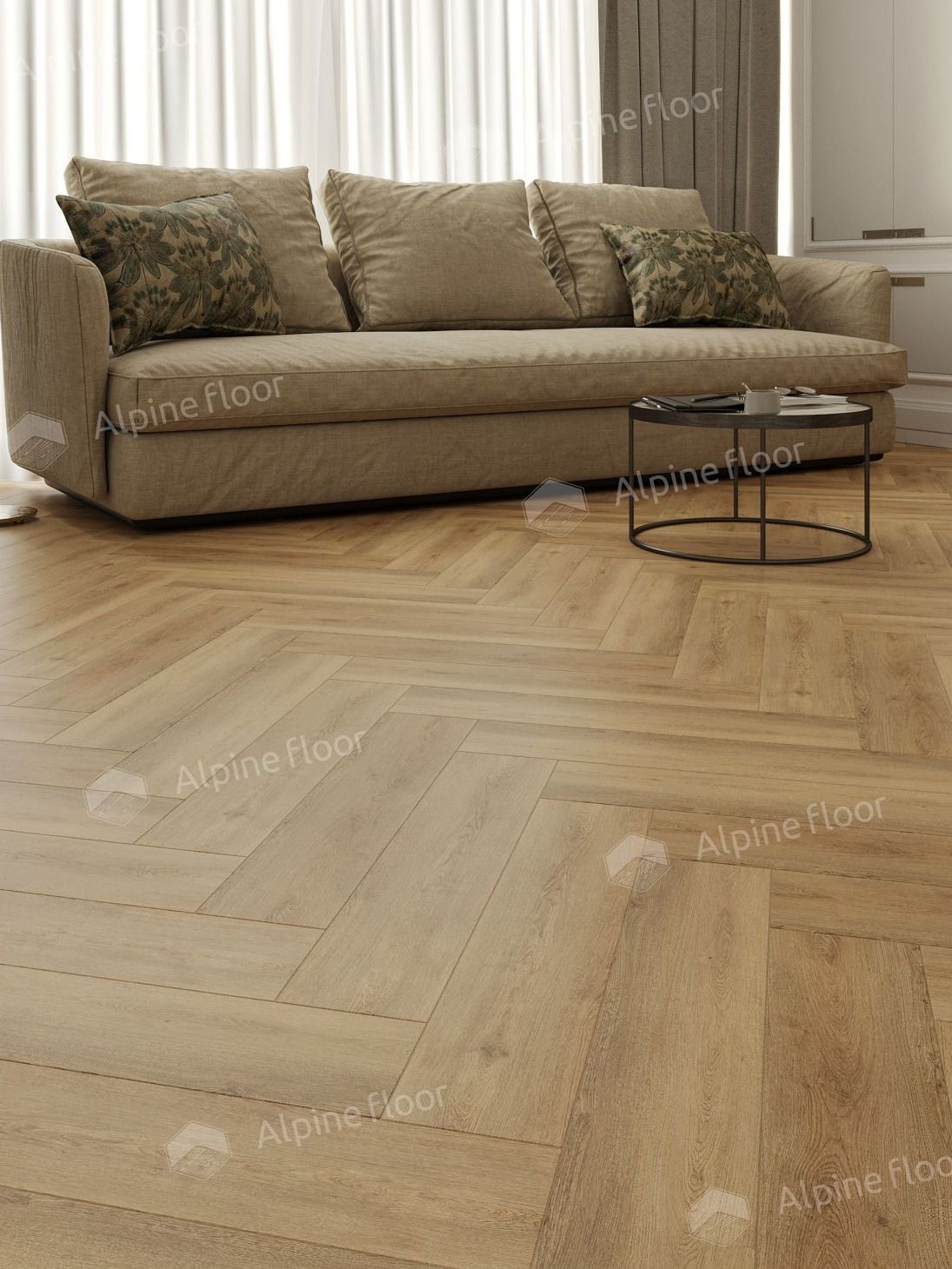 Ламинат SPC ёлочка Alpine Floor Parquet Light ЕСО 13-30 Дуб Буна, толщина 4мм, площадь 1,95м. кв, планка 600х125х4