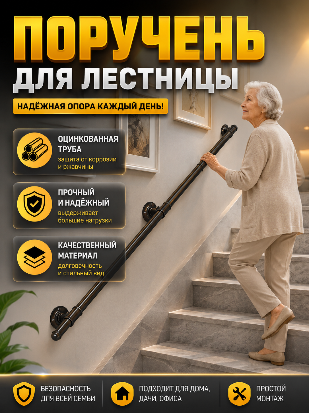 Металлические лестничные поручни, стильный дизайн и надежная конструкция, подходящие для дома и офиса