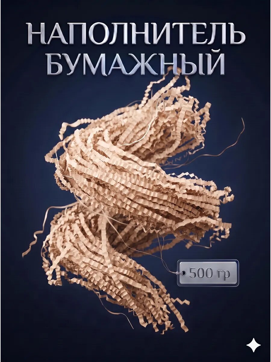 Бумажный наполнитель Сима-ленд, для упаковки подарков, бежевый, 500г