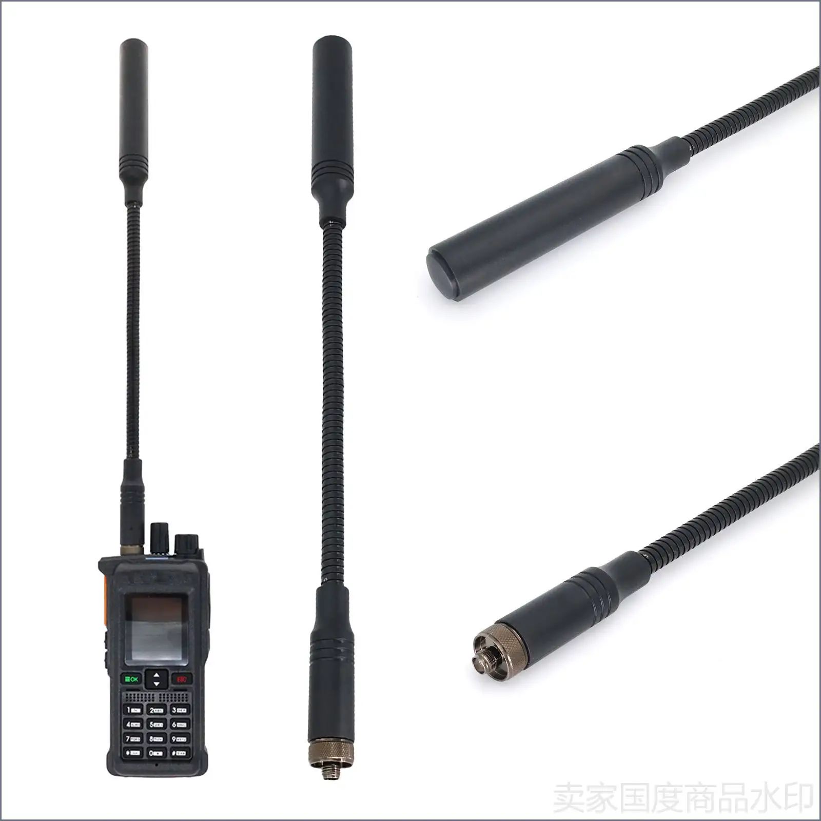 Антенна для рации AT-33G, гибкая утиная шея, 33 см, SMA-штекер, диапазоны УКВ и УВЧ