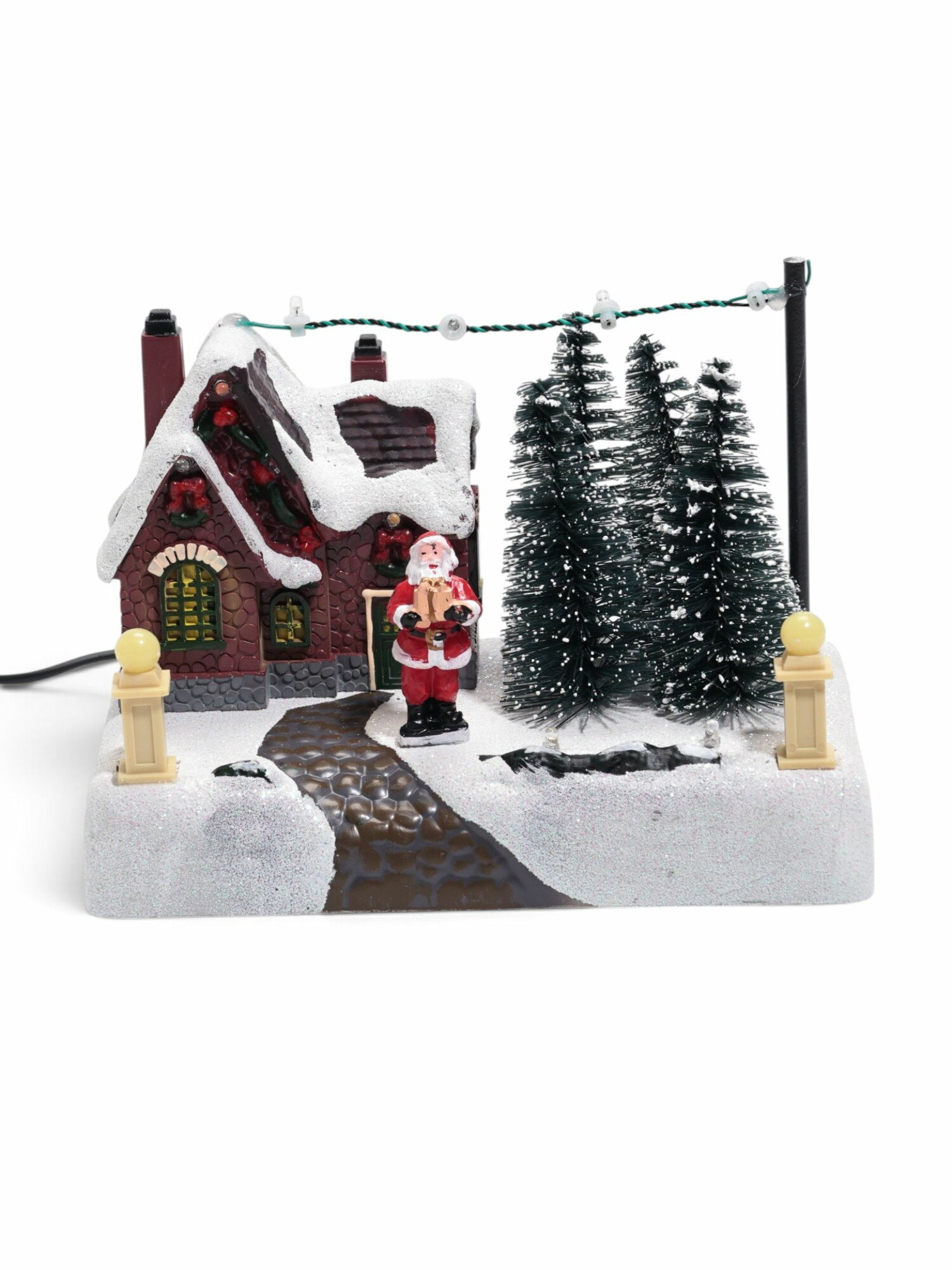 Фигура с подсветкой "Дед Мороз у домика" 17.5x10x12 см, тип питания: от usb