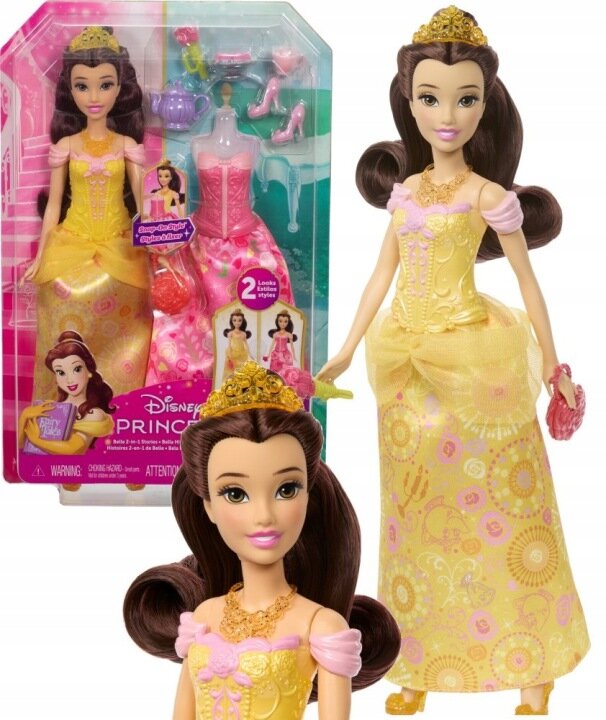 Кукла Mattel Disney Princess - Кукла принцесса Белль от Disney-Платье 2в1-Красочная трансформация - Дисней Принцессы JFJ82