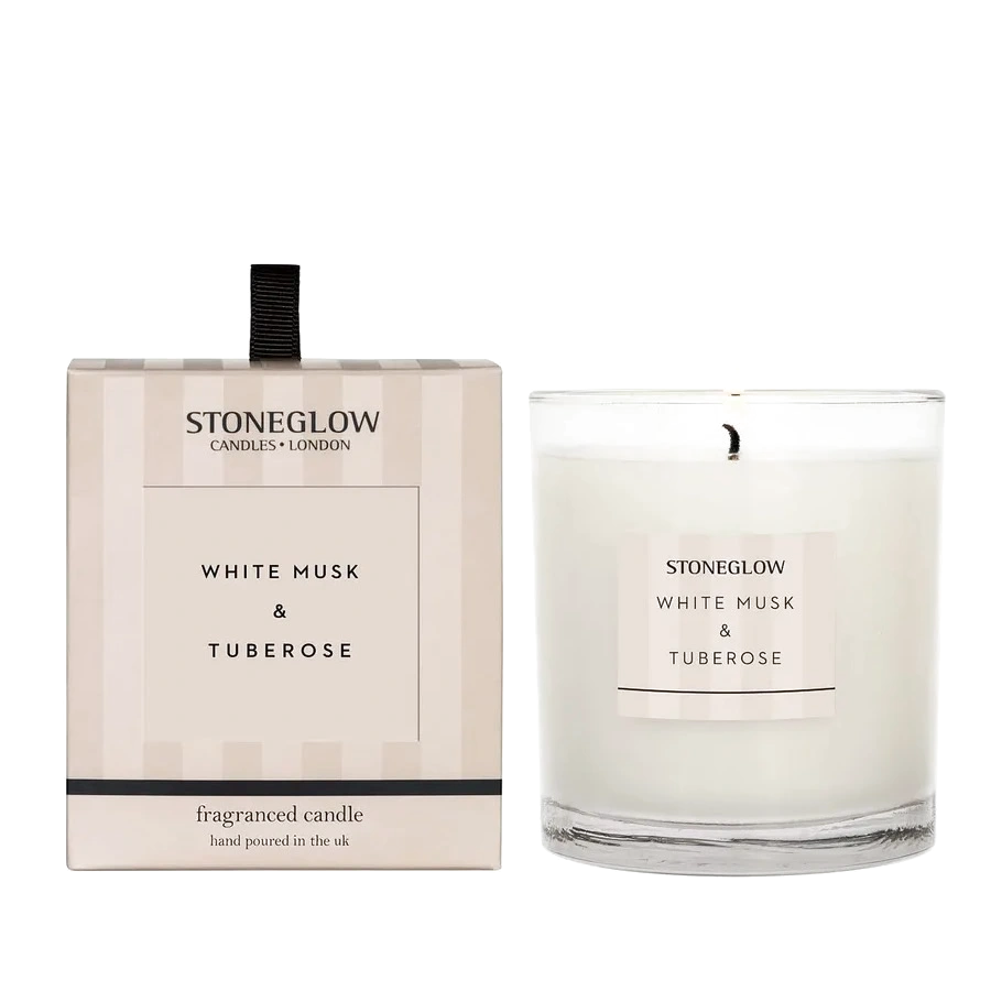 Свеча Stoneglow White Musk and Tuberose 300 гр - Стоунглоу Белый Мускус Тубероза для помещений